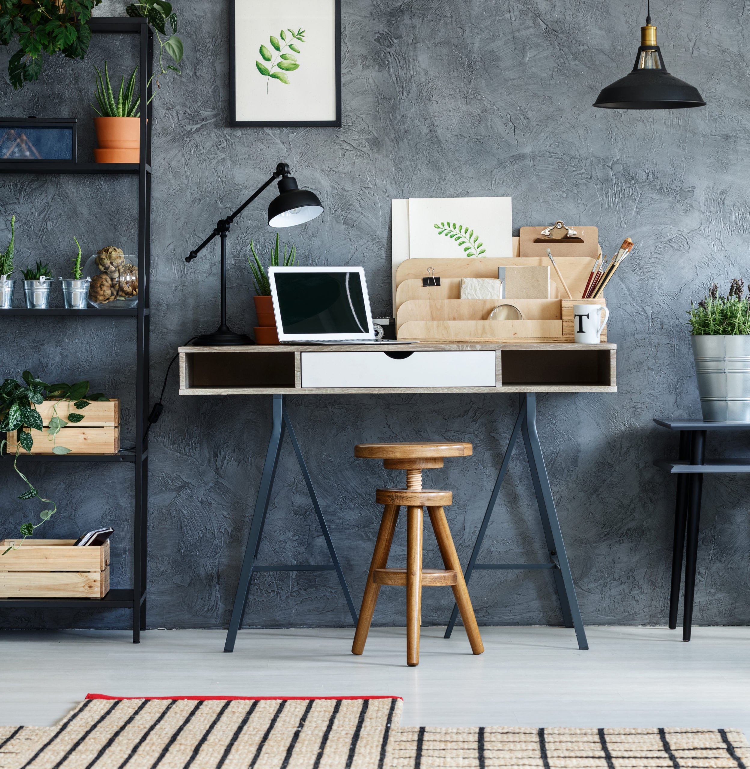 Retro study interior with desk - Houston Family Magazine